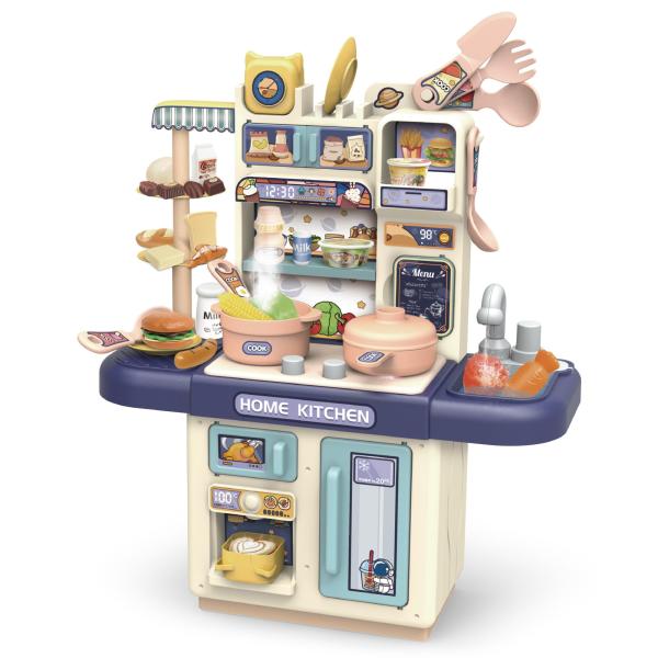 商品名: ミニプレイキッチンセット リアルなスチームとライト、サイクリックウォーターシステム、ごっこ遊びの食べ物キッチンおもちゃの女の子、男の子へのギフト、3、4、5、6歳(ライトブルー) Mini Doll House Play Kitc...