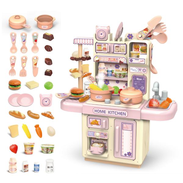 商品名:  Mini Kids Kitchen Play Set, Play Kitchen Toy for Doll House with Realistic Steam and Lights, Cyclic Water System, ...