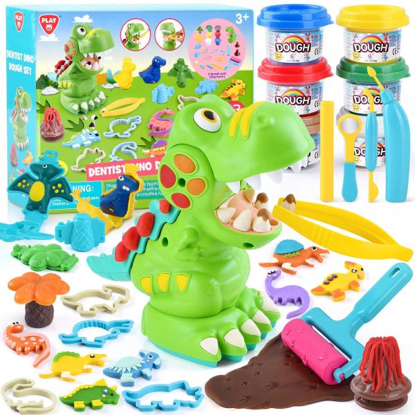 商品名:  PLAY Dinosaur Playdough Sets for Ages Kids 4-8 - Playdough Toys with Dentist Play Set, 15 Playdough Tool Set with ...