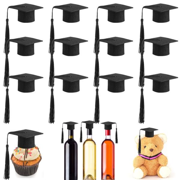 商品名:  CCINEE 12Pack Mini Graduation Caps with tassels Grad Hat Cake Wine Bottle Toppers for 2024 Graduation Party Decora...