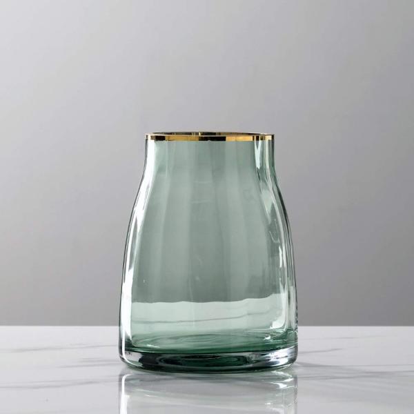 商品名:  Nordic Light Luxury Tracing Gold Wave Light Transparent Glass Vase Decoration Flower Arrangement Creative Living R...