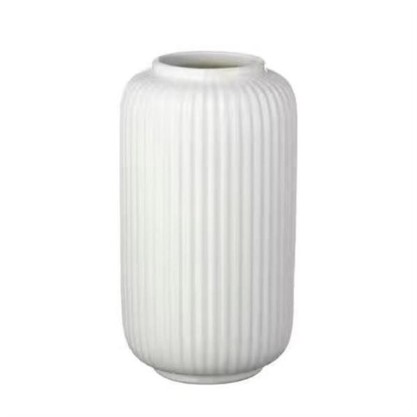 商品名:  Small Vases Modern Home Flower and Green Plant Vase White Simple Striped Dried Flower Arrangement Living Room Bedr...