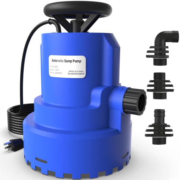 商品名:  1/4 HP Automatic Submersible Water Pump, 2200 GPH Sump Pump Utility Pump for Pool Draining, 120V Water Removal Pum...