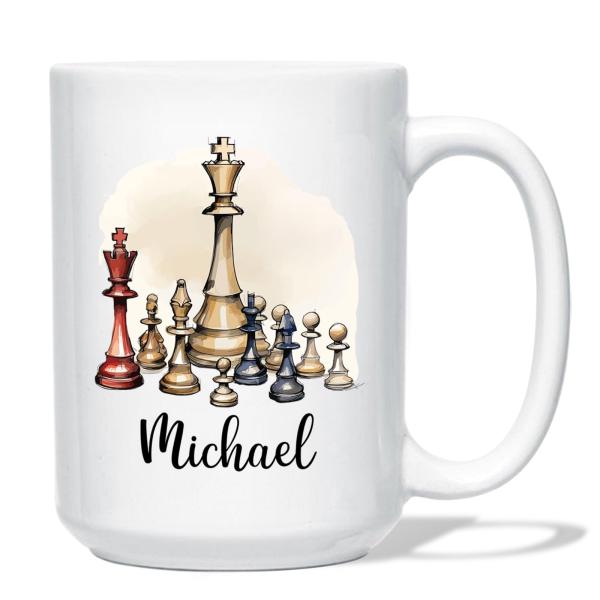 商品名:  Customized Chess Piece Ceramic Mug With Name, Chess Strategy Pottery Cup, Personalized Chess Porcelain Cups, Chess...