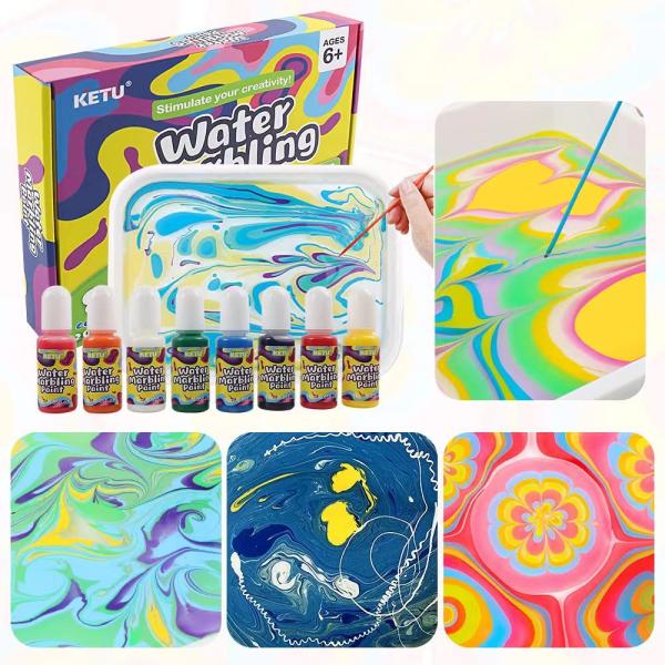 商品名: MystiCabin マーブリングペイントキット 子供用 ウォーターアートペイントセット - 8色 MystiCabin Marbling Paint Kit for Kids Water Art Paint Set-8color...