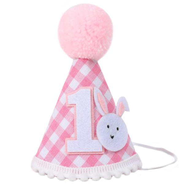 商品名:  PATRDIO Bunny 1st Birthday Hat - Bunny Girl First Birthday Party Decorations,Pink Plaid Cone Hat Outfit,Easter Bun...