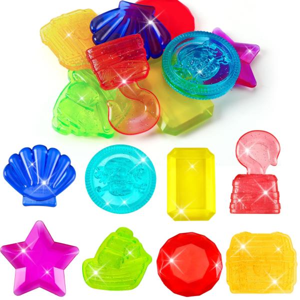 商品名:  JULBEAR Big Dive Gem Pool Toys 8 Pcs, Colorful Big Pool Sinking Diving Gems Pirate Theme Gems Summer Underwater Sw...