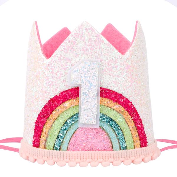 商品名:  KICOSY 1st Birthday Rainbow Hat for Birthday Party Glitter Birthday Crown Hats, First Birthday Photo Props Hat for...