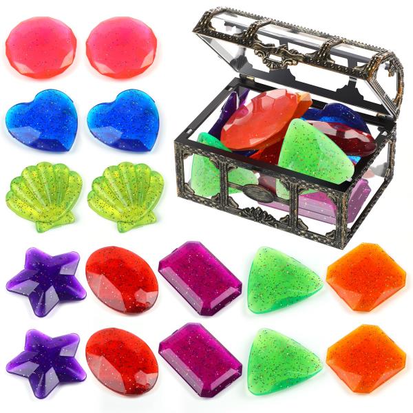 商品名:  16 Pieces Dive Gems Pool Toys for Childs, Summer Throw Pool Toys with Colorful Big Sinking Dive Crystals and Pirat...