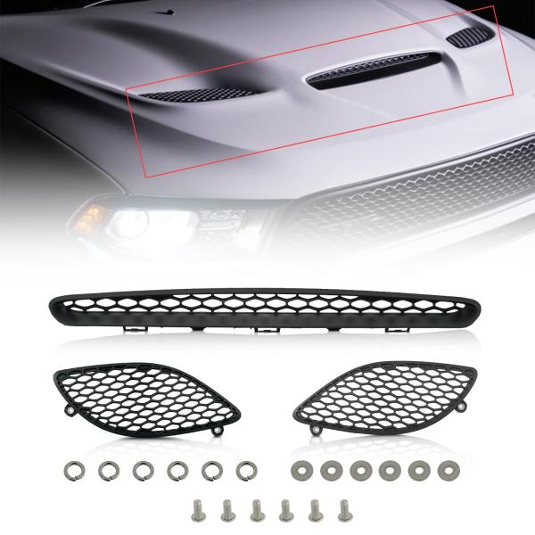 商品名:  KARPAL 3PCS Hood Scoop Bezel Panel Set Fit for 2018 2019 2020 Dodge Durango Matte Black Replace 68321446AC+6830935...