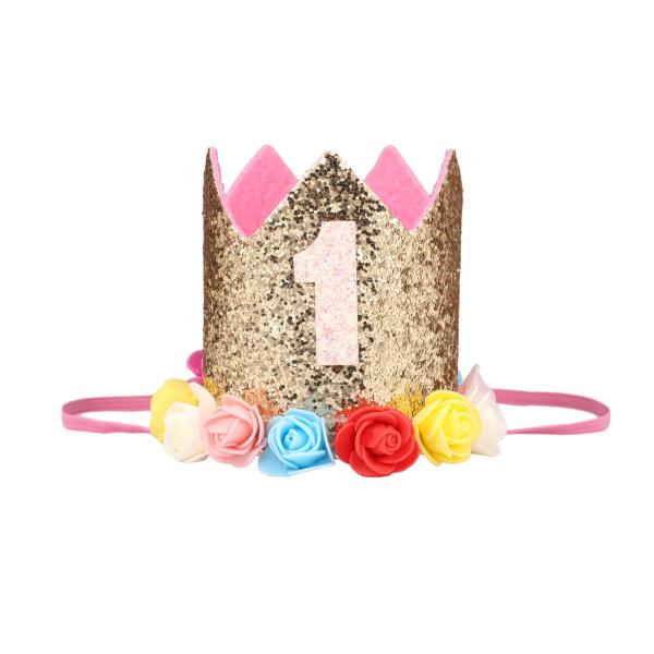 商品名:  lasuroa Flower 1st Birthday Hat, Floral First Birthday Crown Hat 1 Cute Baby One Birthday Hat Girls Party Decorati...