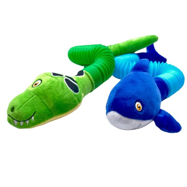 商品名: ポップチューブ、TOOBIMALSの感覚ぬいぐるみ。想像力を探りましょう。アメリカで(ラージ2個パック - サメ、スネーク、16インチから32インチの拡張)。 POP Tubes, TOOBIMALS Sensory Plushi...