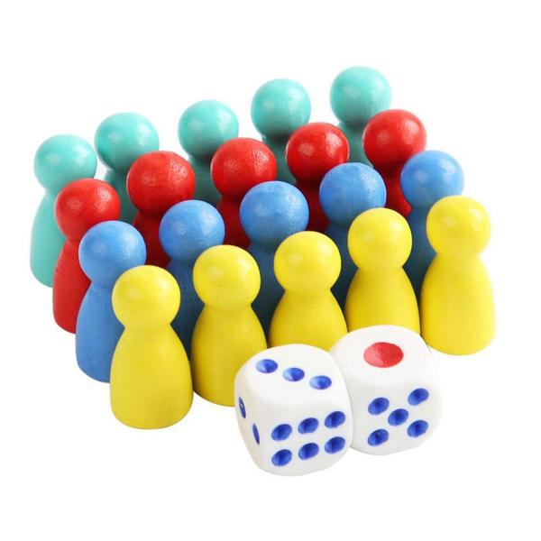 商品名:  DYNWAVE Multicolor Pawns Wooden Pawns with 2 Dice Multicolor Pawns Pieces Chess Pieces for Board Games Table Marki...