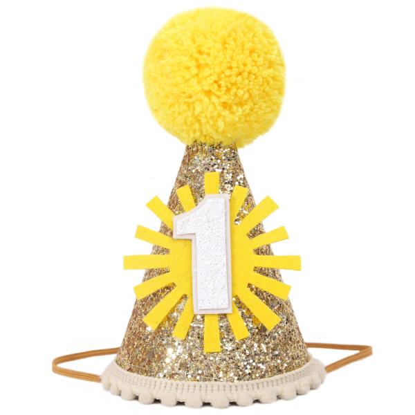 商品名:  PATRDIO Sun 1st Birthday Hat - Bohemian Sunshine First Birthday Party Decorations,Gold Glitter Sun Cone Hat,Summer...