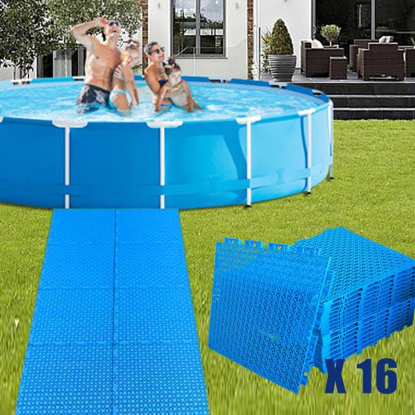 商品名:  16 Pcs Modular Interlocking Cushion, 10.3" * 10.3" DIY Pool Drainage Mat Pool Floor Protectors Mats, Non-Slip Pool...