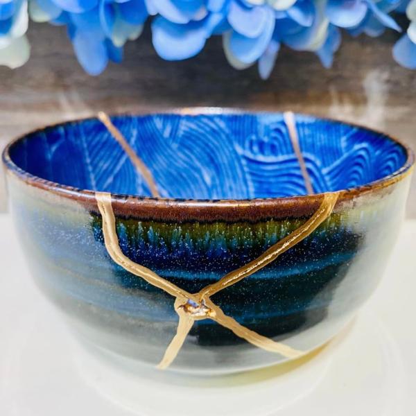 商品名:  Generic Blue Wave Kintsugi Bowl, Gold Repair Ceramic Pottery, Kintsugi Pottery for wellness and reconnection, Cera...
