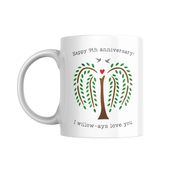 商品名:  9th anniversary willow mug for her gift 9 year nine ninth wedding pottery ceramic gifts for wife husband him man 1...