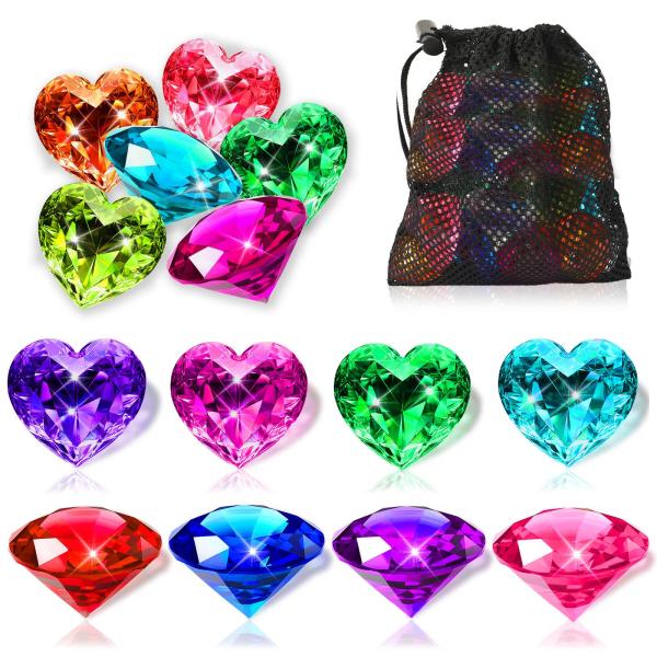 商品名:  MARFOREVER Big Pool Toys Dive Gems, 16Pcs Lagre Pool Gems Acrylic Diamond Diving Jewels Pirate Treasure Chest Gems...