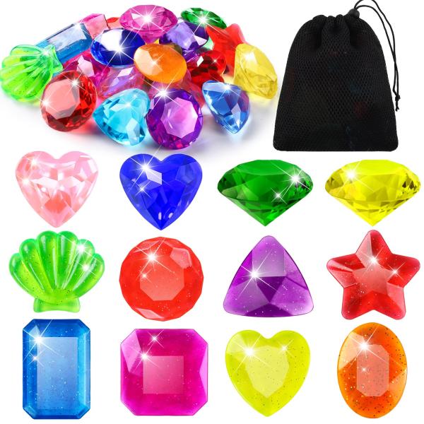 商品名:  Vellibring 18PCS Diving Gem Pool Toys, Acrylic Big Colorful Diamonds Pirate Treasure Diving Gems Underwater Swimmi...