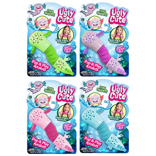 商品名:  JA-RU Pop &amp; Play Axolotl Toy (Pack of 4) Ugly Cute Stretchy Twisty Belly Animal Kids Toys for Boys and Girls. ...