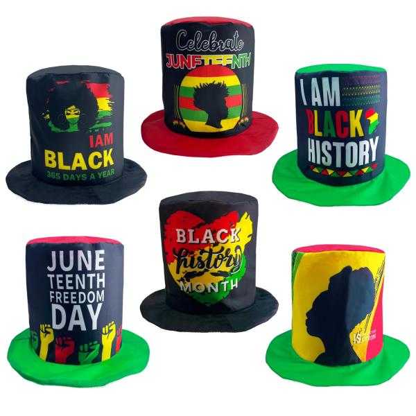商品名:  POPCIEL 6 Pack Juneteenth Top Hats Black History Month Party Hats Juneteenth Accessories for Man Womenブランド: POPCIE...