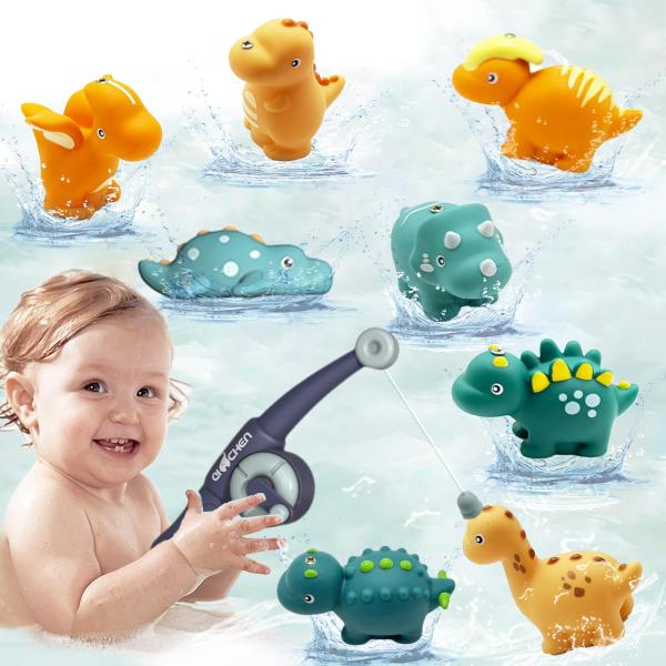 商品名:  LYEBAOHAO Baby Bath Toys,Magnetic Fishing Game for Toddlers 1-3 with Fishing Rod,8PCS Soft Rubber Dinosaur Bathtub...