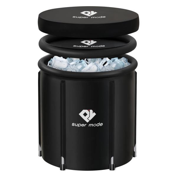 商品名: PY SUPER MODE アイスバスタブ 143ガロン(541L) アスリート用コールドプランジタブ 簡単取り付け アイスバス ポータブルアイスバスプランジプール ファミリーガーデン、ジム用 カバー付き 収納バッグ付き PY S...