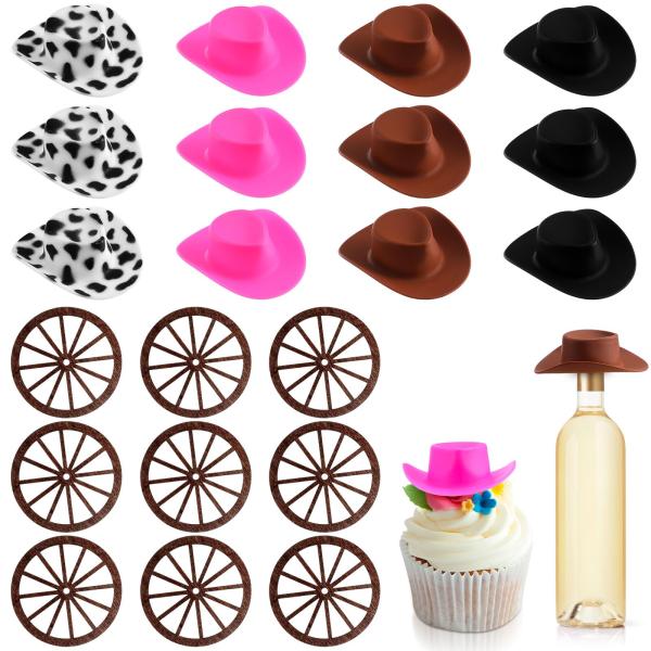 商品名: Junkin 西洋をテーマにしたパーティーデコレーション 誕生日テーブルセンターピース ミニ蹄鉄 カウボーイハット ワゴン ホイールランタン 馬のロデオ装飾 工芸品 ウェディングパーティーの記念品用 (カウボーイハット、ワゴンホイ...