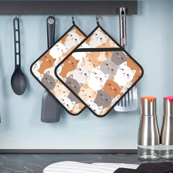 商品名:  2 Pack Pot Holders for Kitchen Heat Resistant Pot Holders Sets Orange Cats Oven Hot Pads Washable Potholders for B...