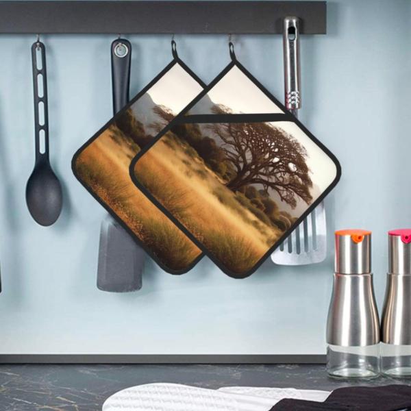 商品名:  2 Pack Pot Holders for Kitchen Heat Resistant Pot Holders Sets Africa Tree Oven Hot Pads Washable Potholders for B...