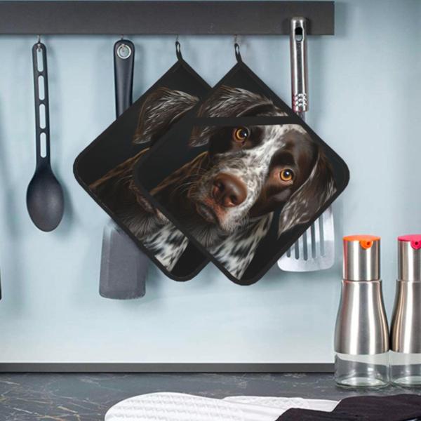 商品名:  2 Pack Pot Holders for Kitchen Heat Resistant Pot Holders Sets Brown and Gray Dog Oven Hot Pads Washable Potholder...