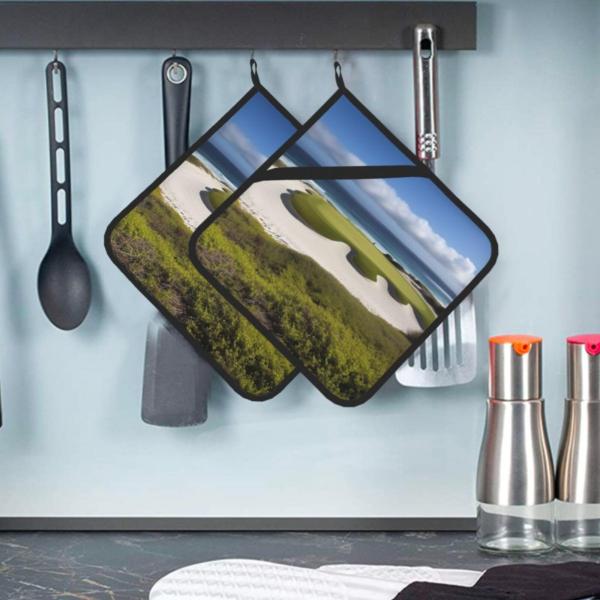 商品名:  2 Pack Pot Holders for Kitchen Heat Resistant Pot Holders Sets Beach Golf Course Oven Hot Pads Washable Potholders...