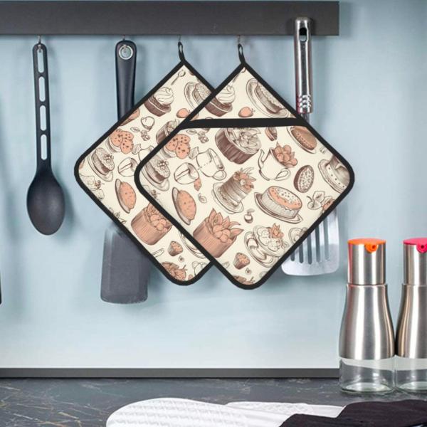商品名:  2 Pack Pot Holders for Kitchen Heat Resistant Pot Holders Sets Afternoon Tea Oven Hot Pads Washable Potholders for...
