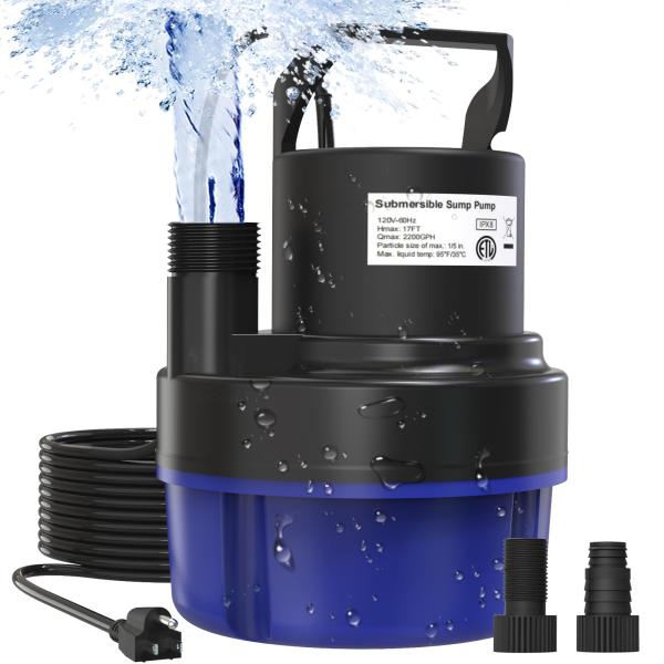 商品名:  AgiiMan Submersible Water Pump, 2200GPH 1/2HP Portable Sump Pump for Pool Draining, Pool Cover Pump with 25 FT Pow...