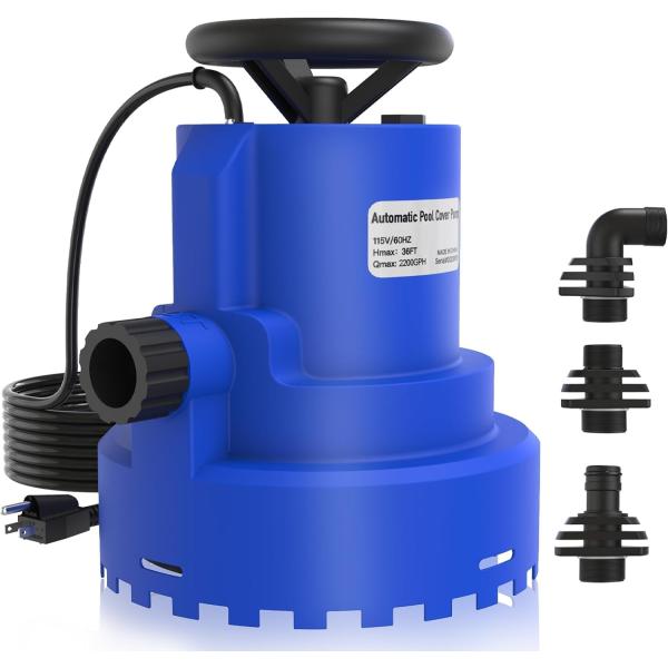 商品名:  1/4 HP Automatic Submersible Water Pump, 2200 GPH Sump Pump Utility Pump for Pool Draining, 120V Water Removal Pum...