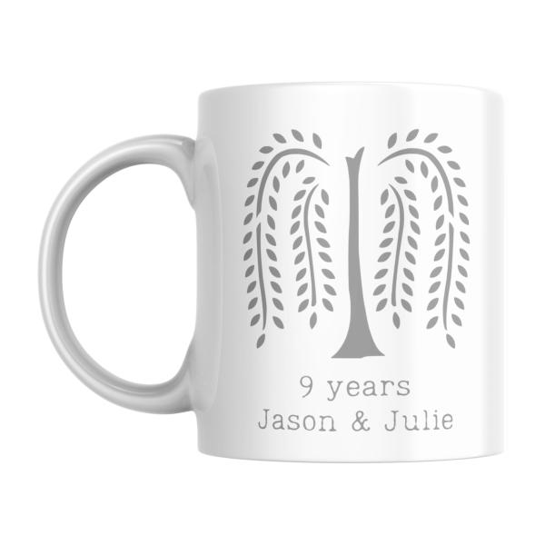 商品名:  9th Anniversary Gift for him husband wife, Willow Ceramic Mug, 11oz, 9 year nine ninth wedding pottery ceramic gif...
