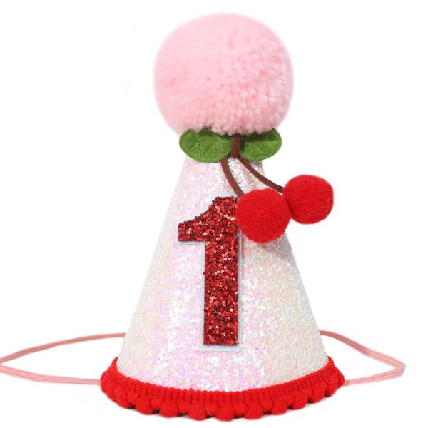 商品名:  PATRDIO Cherry 1st Birthday Hat - Sweet One Birthday Party Decorations,Cherry Pink Glitter First Birthday Hat For ...