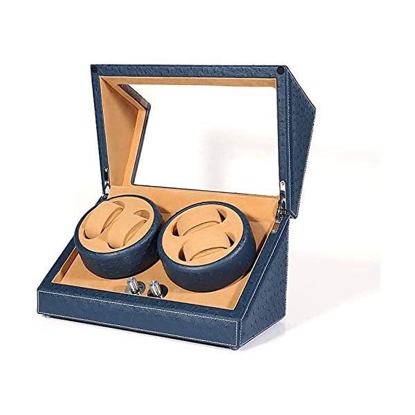 商品名: 自動時計ワインダー、4+0 静かなモーター時計収納ボックス、耐磁性、ミュート、低消費電力、防塵、5 回転モード (ブルー) Automatic Watch Winder, 4+0 Quiet Motor Watches Stora...