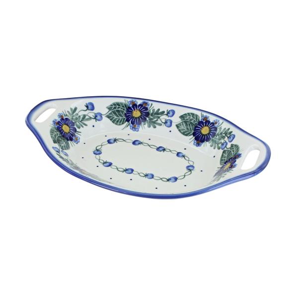 商品名: ブルーローズポリッシュ陶器 Forget Me Not オーバルディッシュ ハンドル付き Blue Rose Polish Pottery Forget Me Not Oval Dish with Handlesブランド: Blu...
