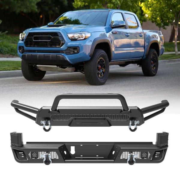 商品名:  Front &amp; Rear Bumper for Toyota Tacoma 2016-2023,Front Bumper w/Winch Plate &amp;D Ring Shackles (Front Bumper+...