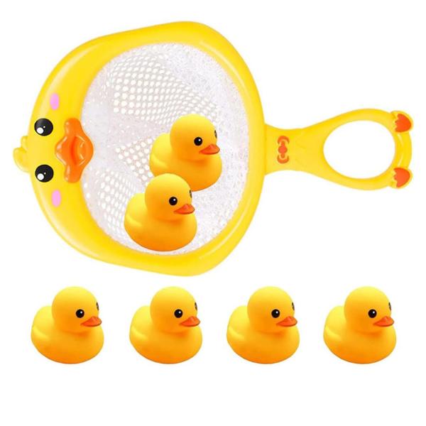 商品名:  Duck Bath Toy - Floating Bathtub Water Toy | 6 Mini Duck Toys Set with Fish Net - Funny Rubber Animal Toys, Bathtu...