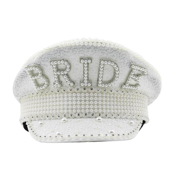 商品名:  Lawnrden Bride Hat Unique Dazzling Hen Party Hat White Bride Captain Hat for Bachelorette Party Gifts Weddings Acc...