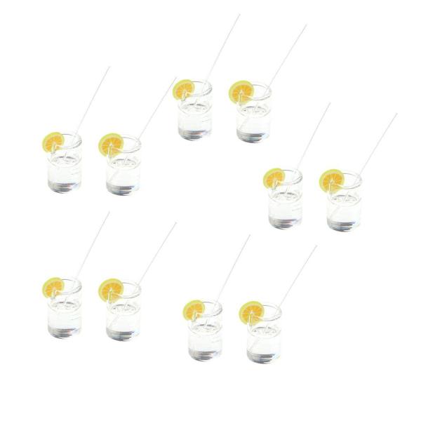 商品名:  10pcs Dollhouse Miniature 1:12 Toy Kitchen Lemon Water Cup - Yellow Resin Craft Accessories House Model Decor for ...