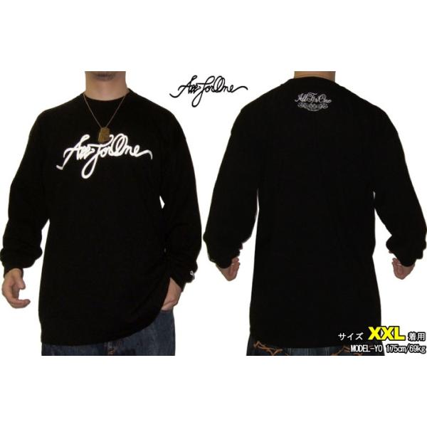 AFO【オールフォーワン】のサイン ロゴがプリントされた7オンス高品質ロンＴMから2XLまでの幅広いサイズ展開【備考】着用サイズトップス：XXL/パンツ：38【素材】コットン100%サイズ：着丈/身幅/袖丈(cm)M：68/51/60L：7...