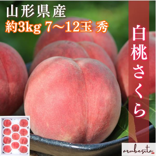 晩生品種として人気の白桃「さくら」収穫直後はしっかりとした果肉で、弾力のある食感を楽しめる桃です。追熟させることでまた一味違った濃厚なおいしさになっていきます。ぜひ旬の「さくら」をご賞味ください。■注意事項・内容量：3kg7〜12玉・常温便...