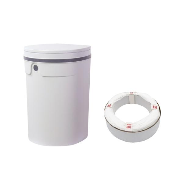 【発売日：2023年02月07日】使用済みおむつのニオイ漏れを防ぐ専用ゴミ箱。専用のカセット式ゴミ袋が一個付属しています。（ゴミ箱本体の容量目安：新生児用おむつ最大16個）・ゴミを押し込むだけでいやなニオイを漏らさないリムーヴシャッター・ニ...