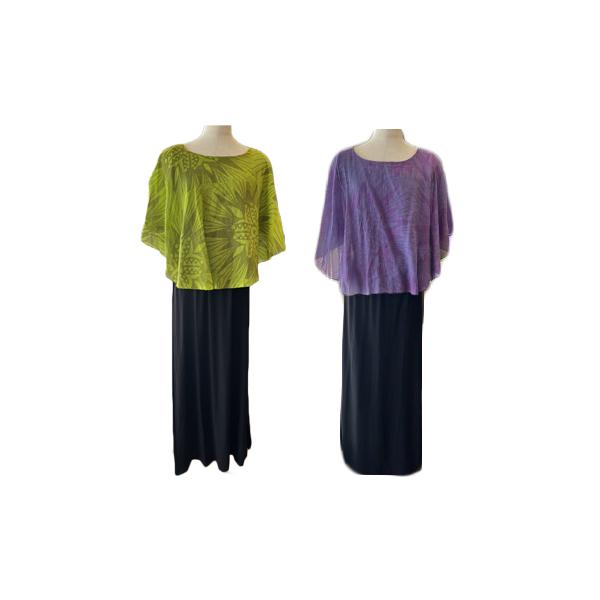 マカマカのワンピースはカジュアルでもフラダンスの衣装としてでもご使用頂けるデザインです。チームの皆様で揃えてもとても華やかでいい感じです。ハワイのチームにも使われている辻堂の老舗ブランド　マカマカの商品を是非来てみてください。ケープの使い方...