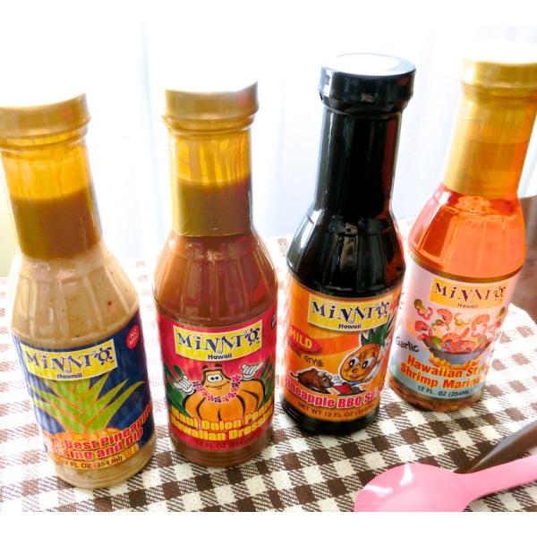 ハワイの定番！ミナト ドレッシング・パイナップルドレッシング・マウイオニオン ポン酢・パイナップルBBQソース・シュリンプ・マリネードメイド・イン・ハワイがコンセプト！ハワイ産の食材を使用したオリジナルドレッシング！No MSB（化学調味料...