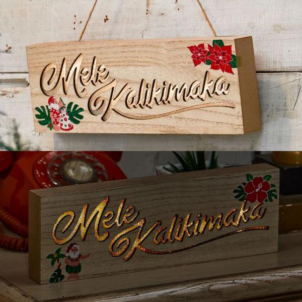 クリスマスを彩る♪ハワイアンなオーナメント・置物・オブジェ！ハワイ直輸入！HAWAIIから届いたクリスマスオーナメント。“Mele Kalikimaka（メレ・カリキマカ）！”は、ハワイ語で“メリークリスマス！”です。電池を入れるとメレカリ...