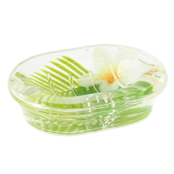 置くだけで華やかでハワイアンな空間に♪アクリルソープトレー！水に浮かんだお花が華やかなソープトレー。置くだけでバスルームや洗面台をオシャレな空間にしてくれます。同シリーズのソープディスペンサーとお揃いにすれば、さらに南国リゾート気分です。・...